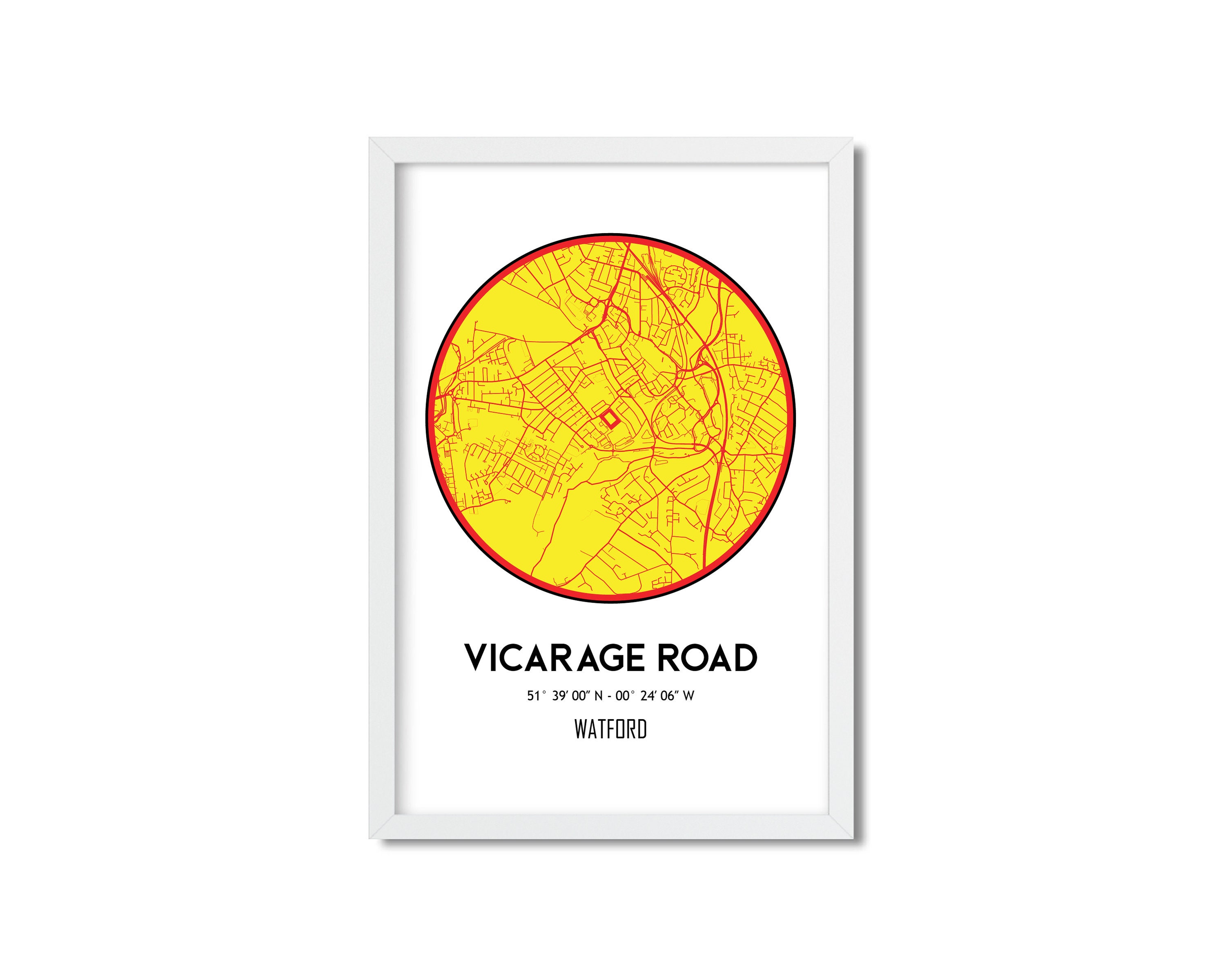 Watford FC Vicarage Road Map Hornets Fans Soccer Designs - Etsy