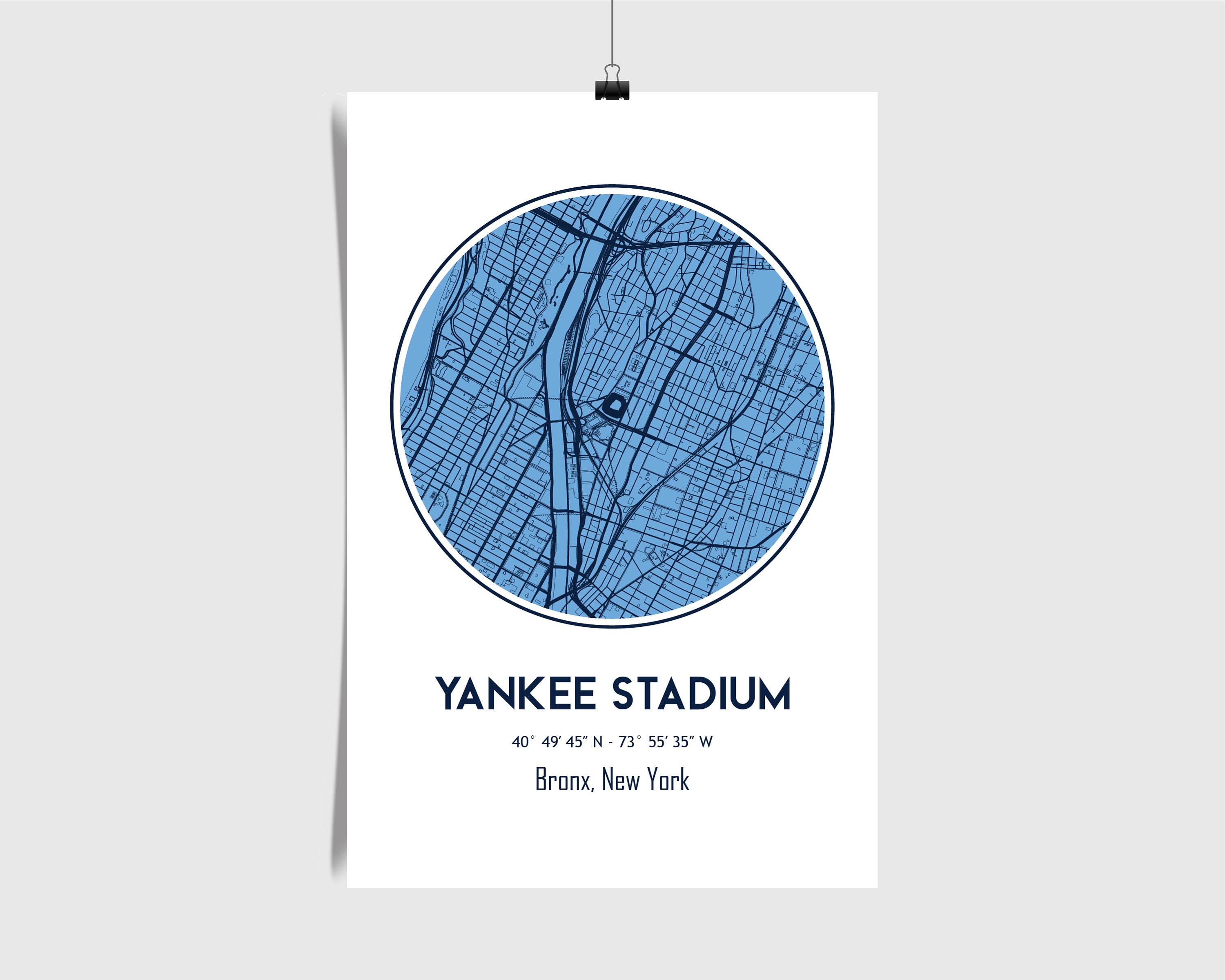 Yankee Stadium Map, New York City FC, Sports Fan Gift, Football Poster ...