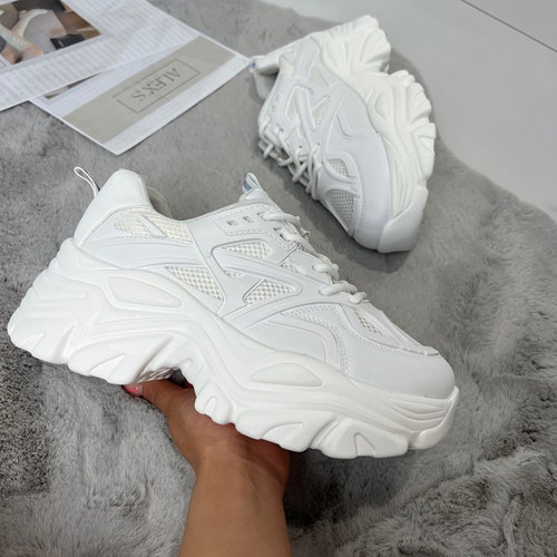 Womens Chunky Platform Fashion Sneakers Black - Etsy