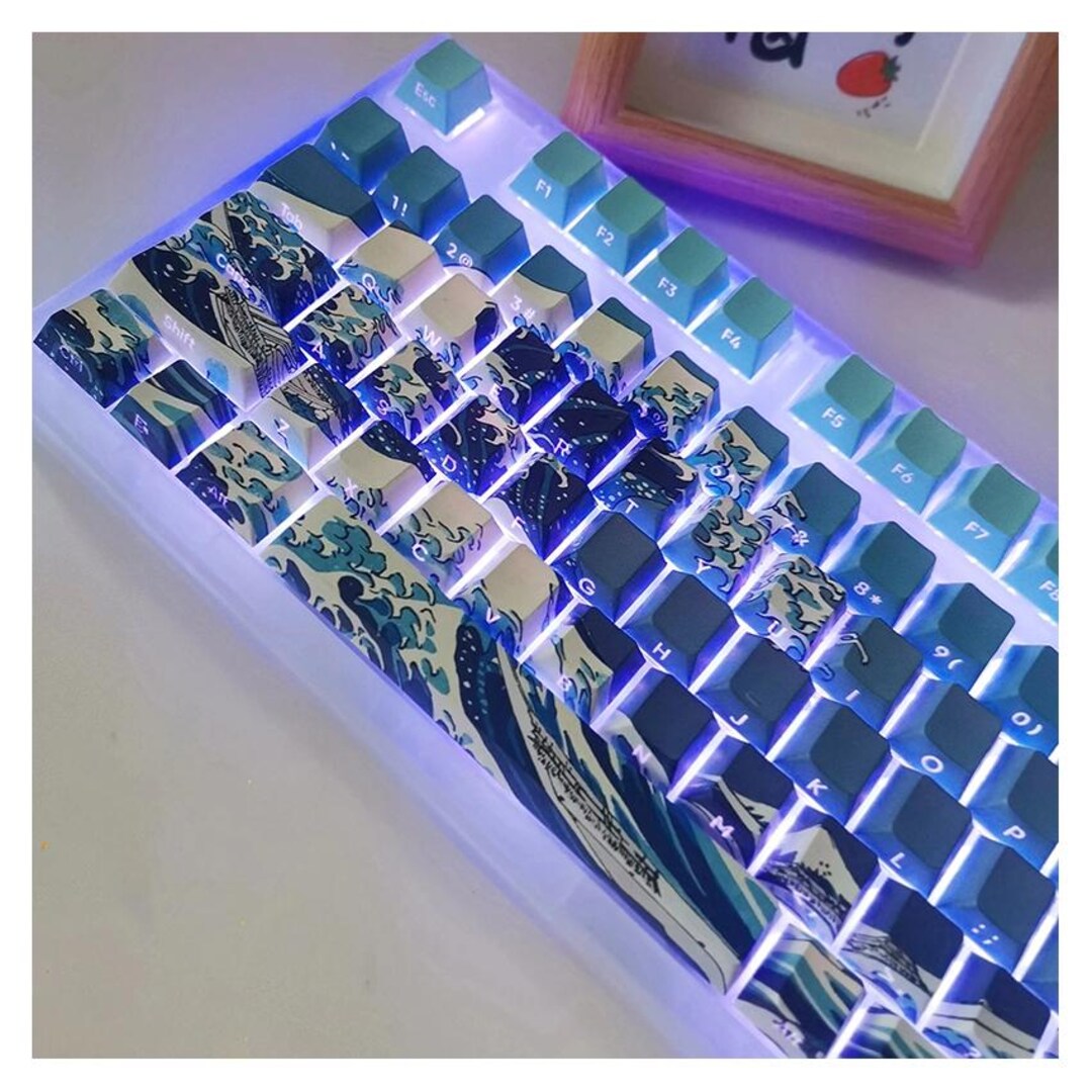 Keycap Translucent Ukiyoe Coral Sea the Great Wave off Kanagawa Cherry ...