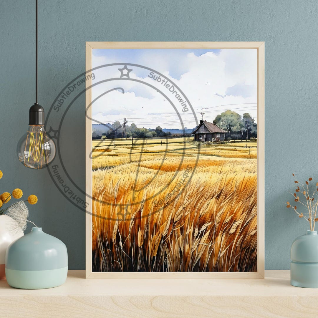 Wall Art #13, Wheatfield and Hut, Instant Download, High Quality ...