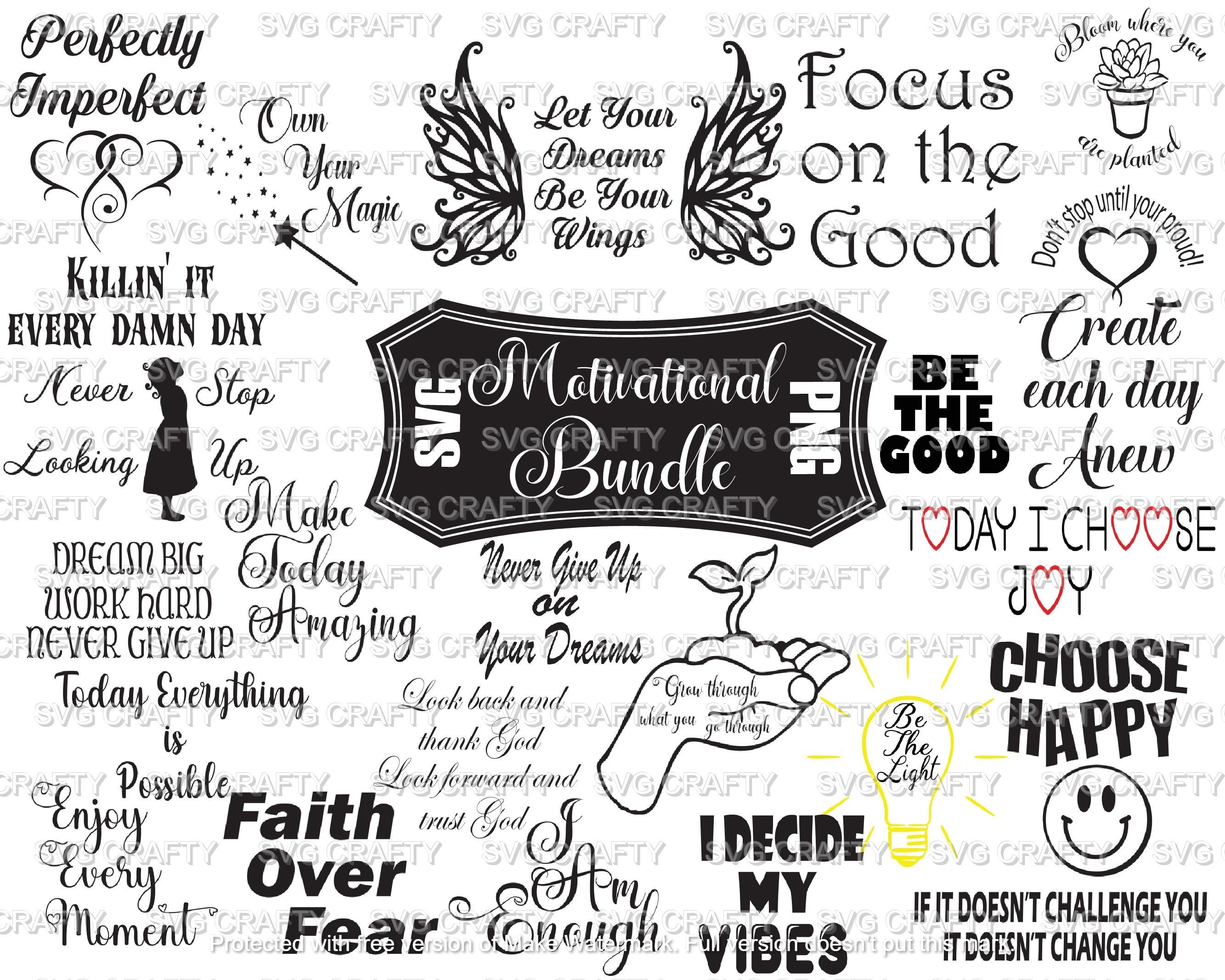 Motivational Bundle SVG PNG, Motivational Quotes, Motivational Svg ...