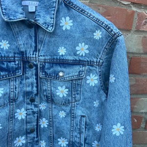 Daisy Printed Floral Denim Jacket - Etsy