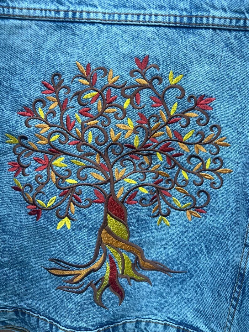 Embroidered Tree of Life Denim Jacket - Etsy