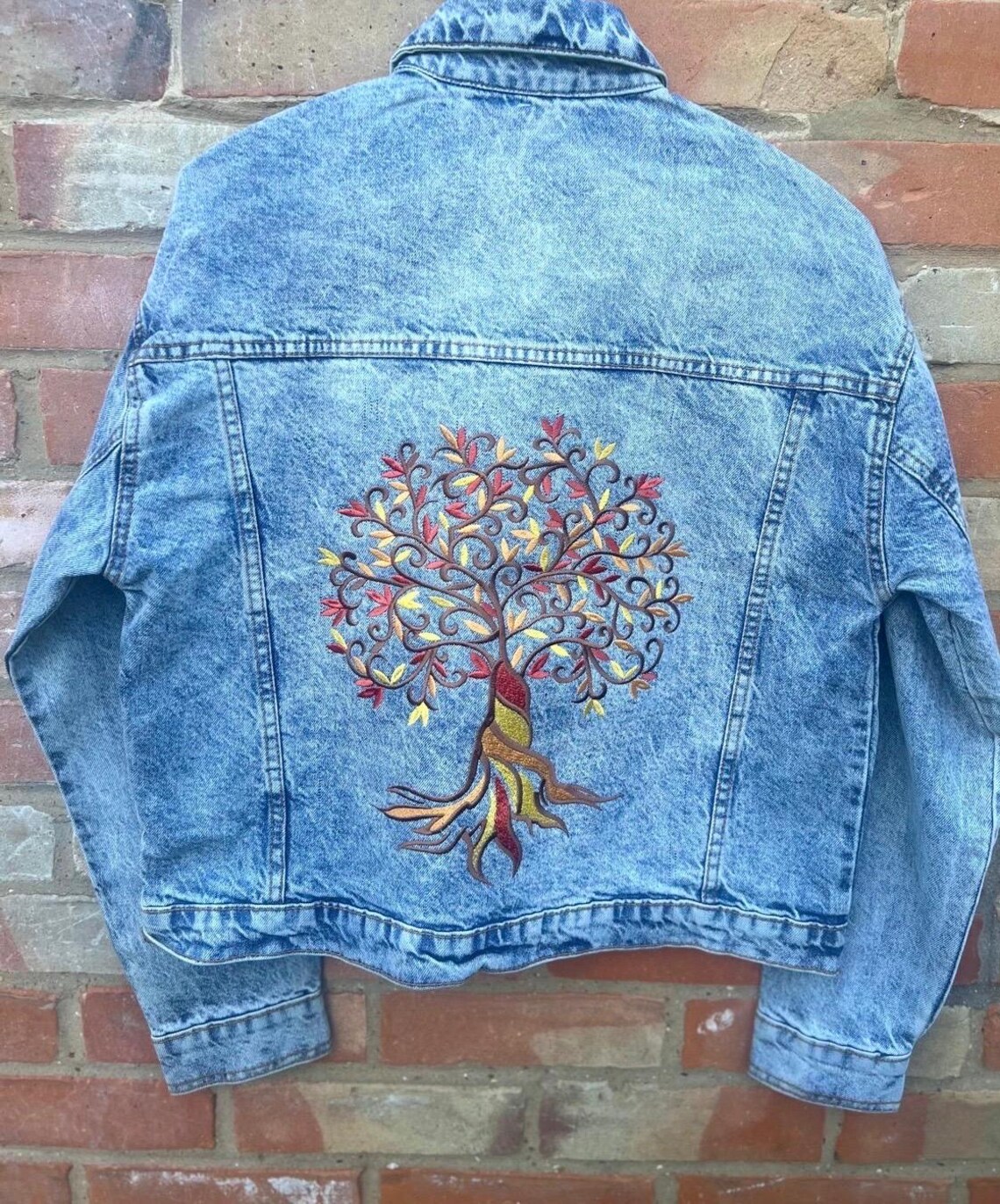 Embroidered Tree of Life Denim Jacket - Etsy