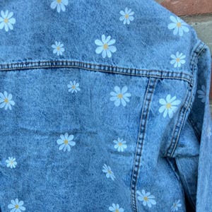Daisy Printed Floral Denim Jacket - Etsy