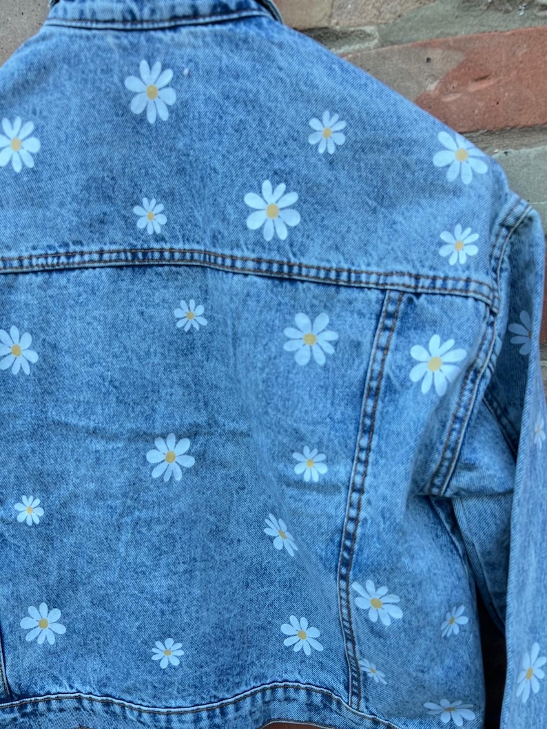 Daisy Printed Floral Denim Jacket - Etsy