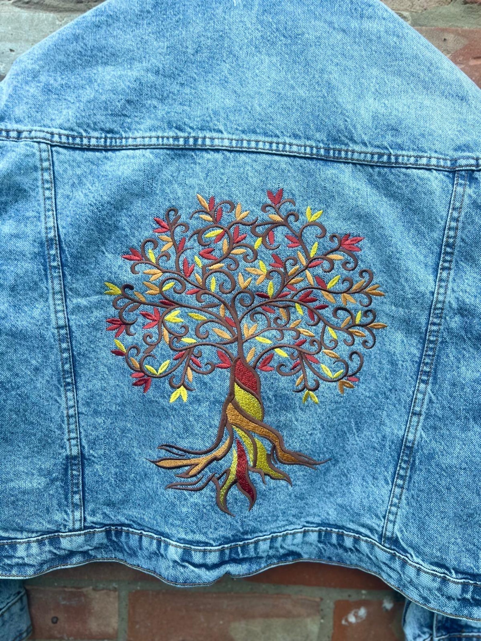 Embroidered Tree of Life Denim Jacket - Etsy