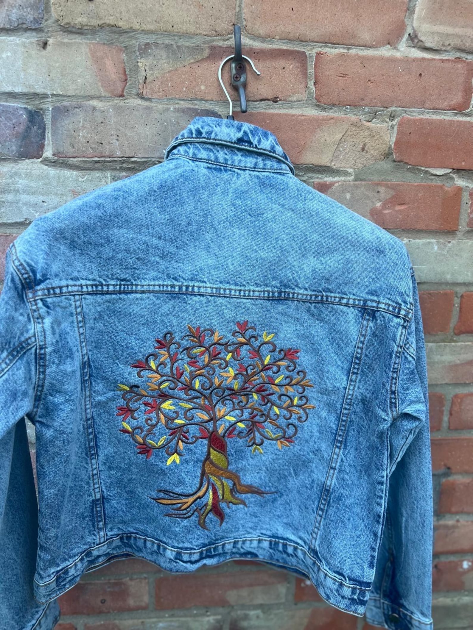 Embroidered Tree of Life Denim Jacket - Etsy