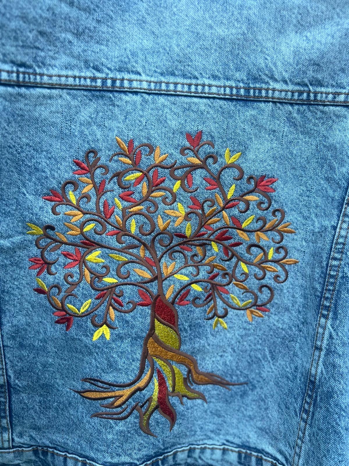 Embroidered Tree of Life Denim Jacket - Etsy