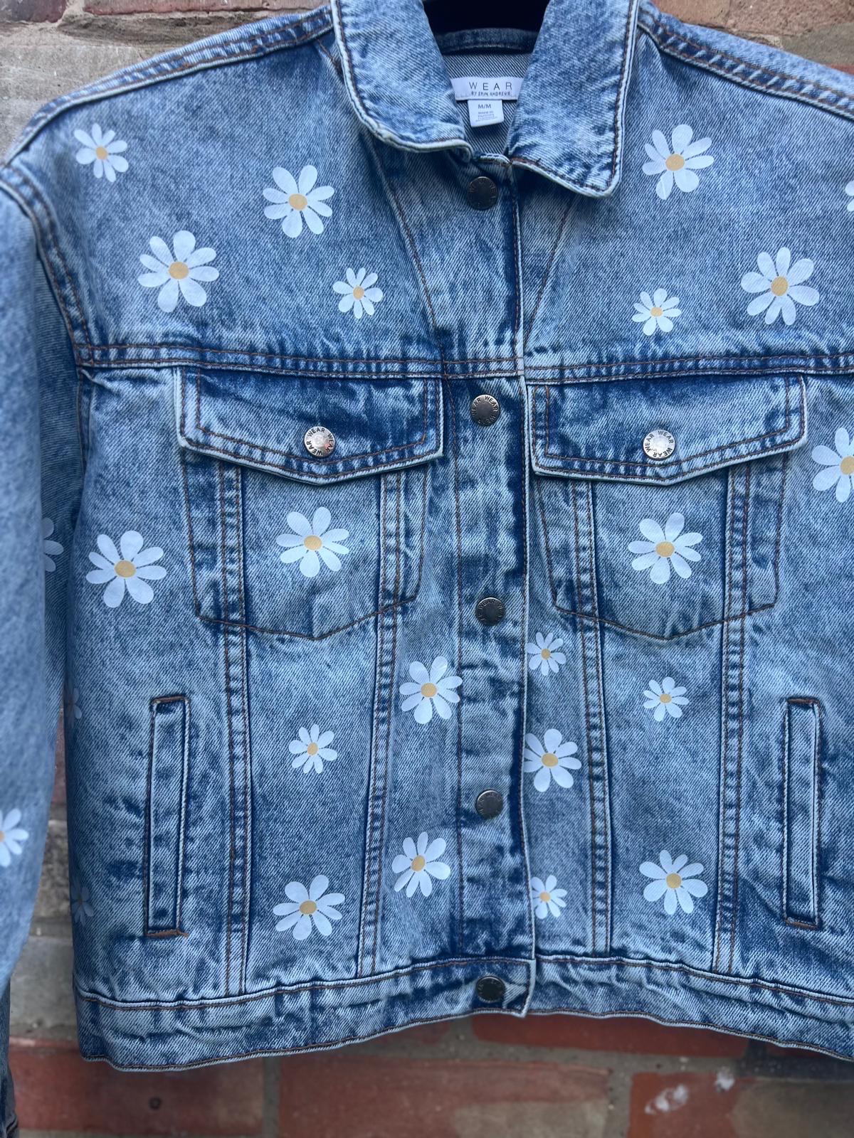 Daisy Printed Floral Denim Jacket - Etsy