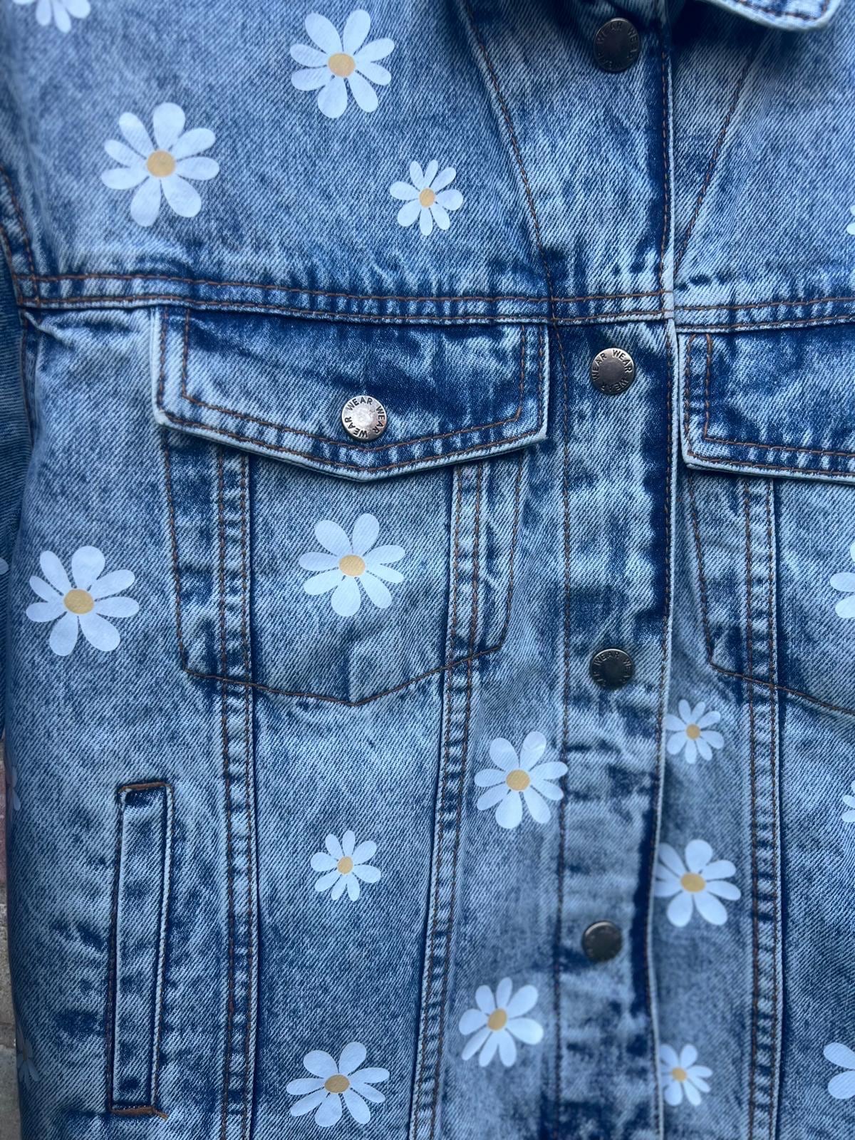Daisy Printed Floral Denim Jacket - Etsy
