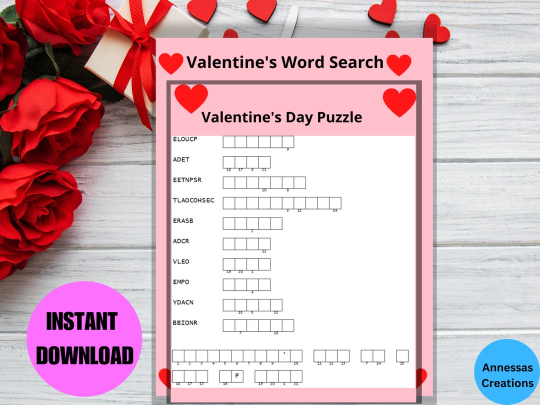 Valentines Day Puzzles, Class Valentine Game, Valentines Day Hunt - Etsy