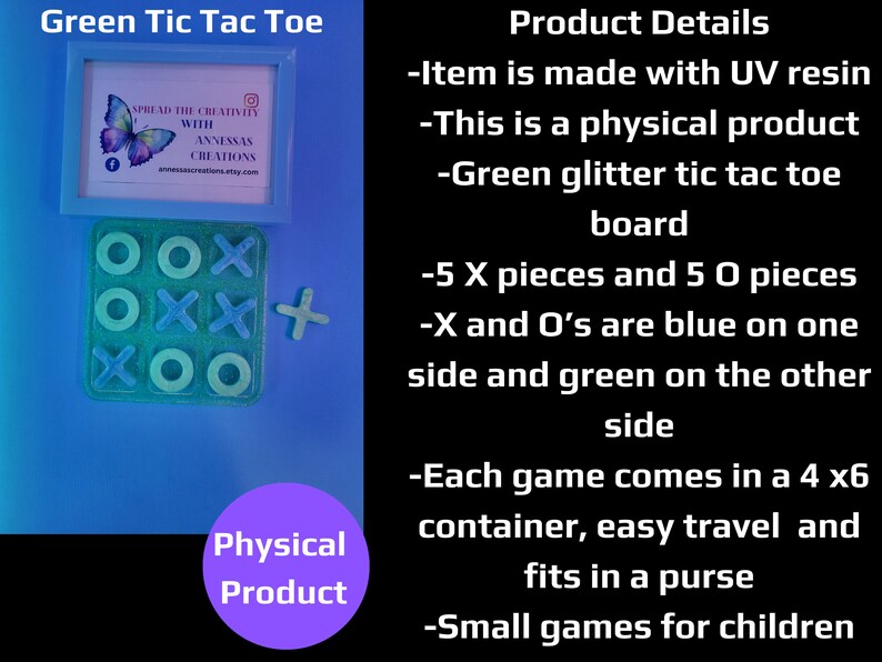 Resin Tic Tac Toe Game, Games for Kids, Pocket Games, Travel Games, UV ...