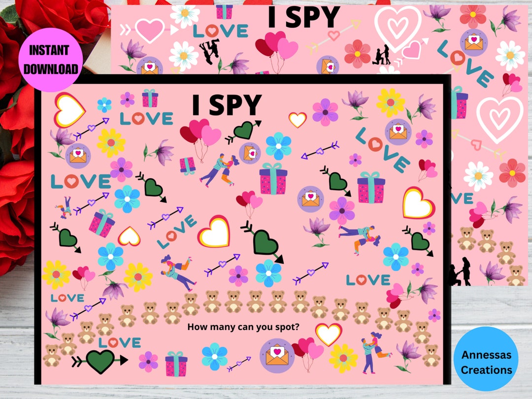 Valentines Day I Spy, Class Valentine Game, Valentines Day Hunt - Etsy