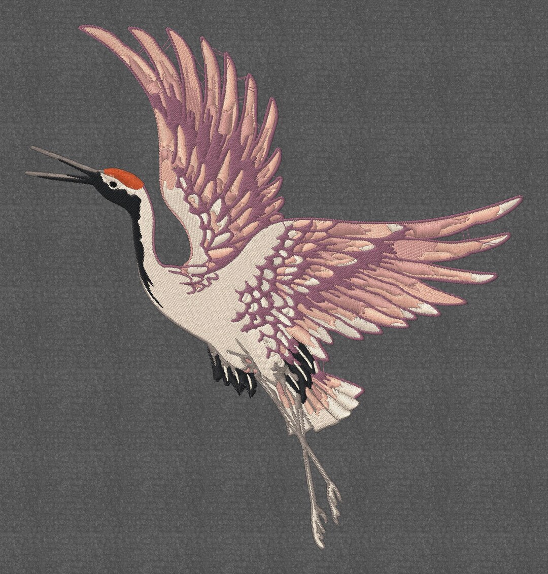 Crane Embroidery Design, Garment Embroidery Pattern (digital Download ...
