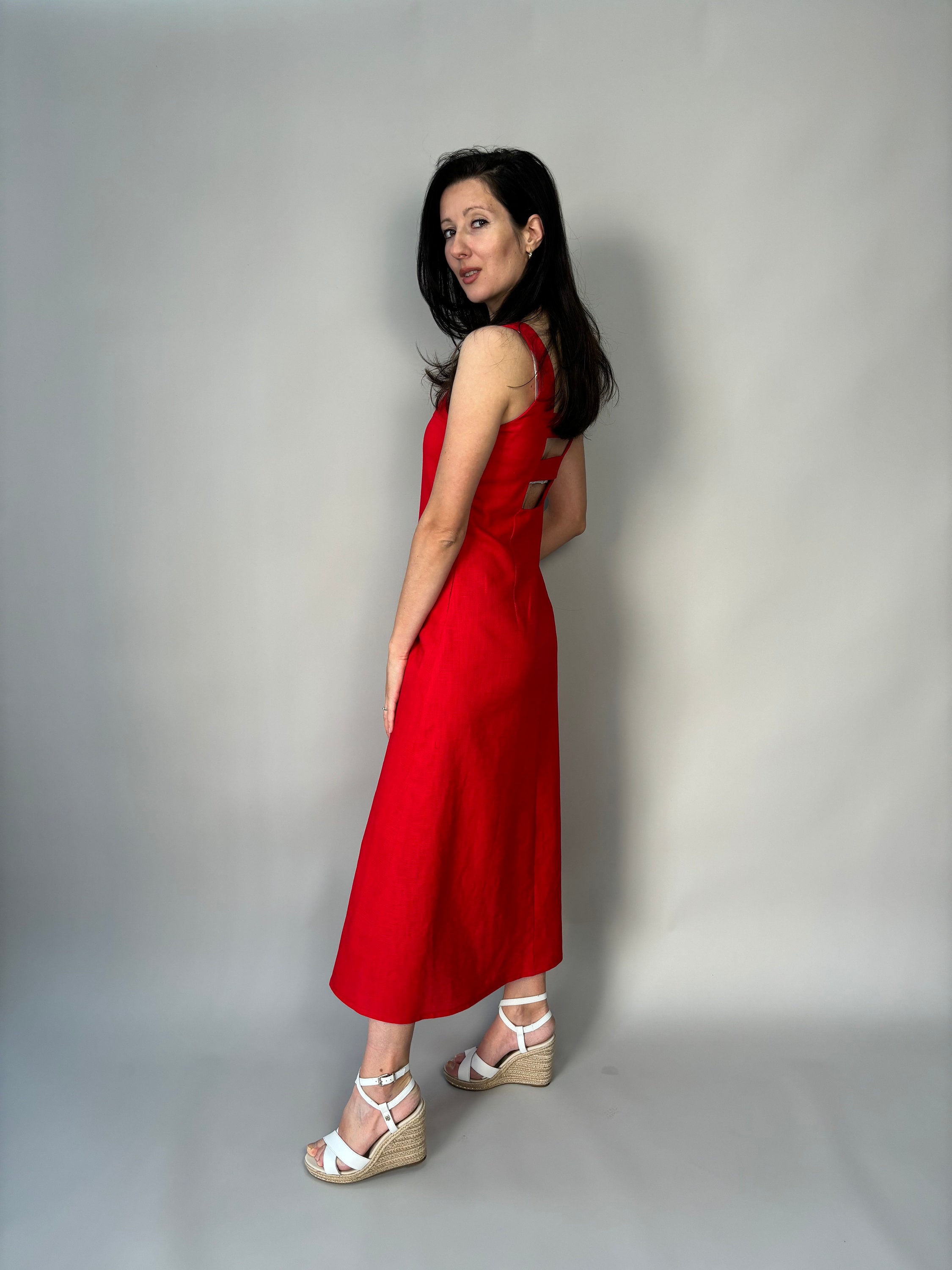 Red Dress, Deep Red Linen Dress, Summer Red Dress, Sleeveless Linen ...