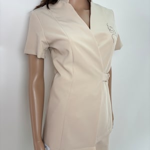 Embroidered Spa Uniform Set – Comfortable Therapist Tunic and Trousers ...
