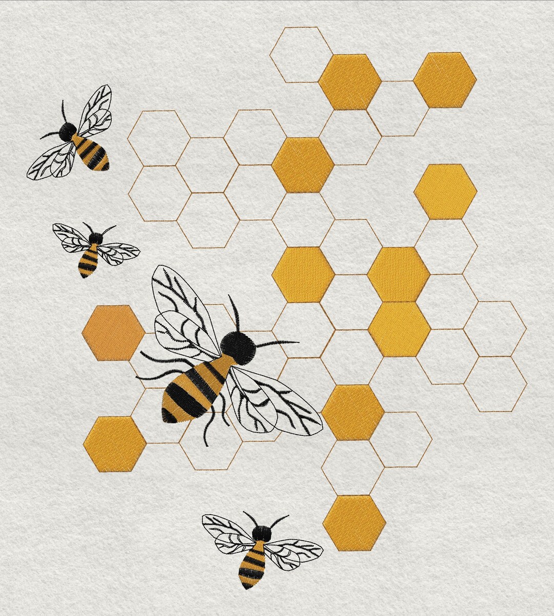 Embroidery Design Bees on Honeycomb, Clothing Embroidery, Embroidery ...
