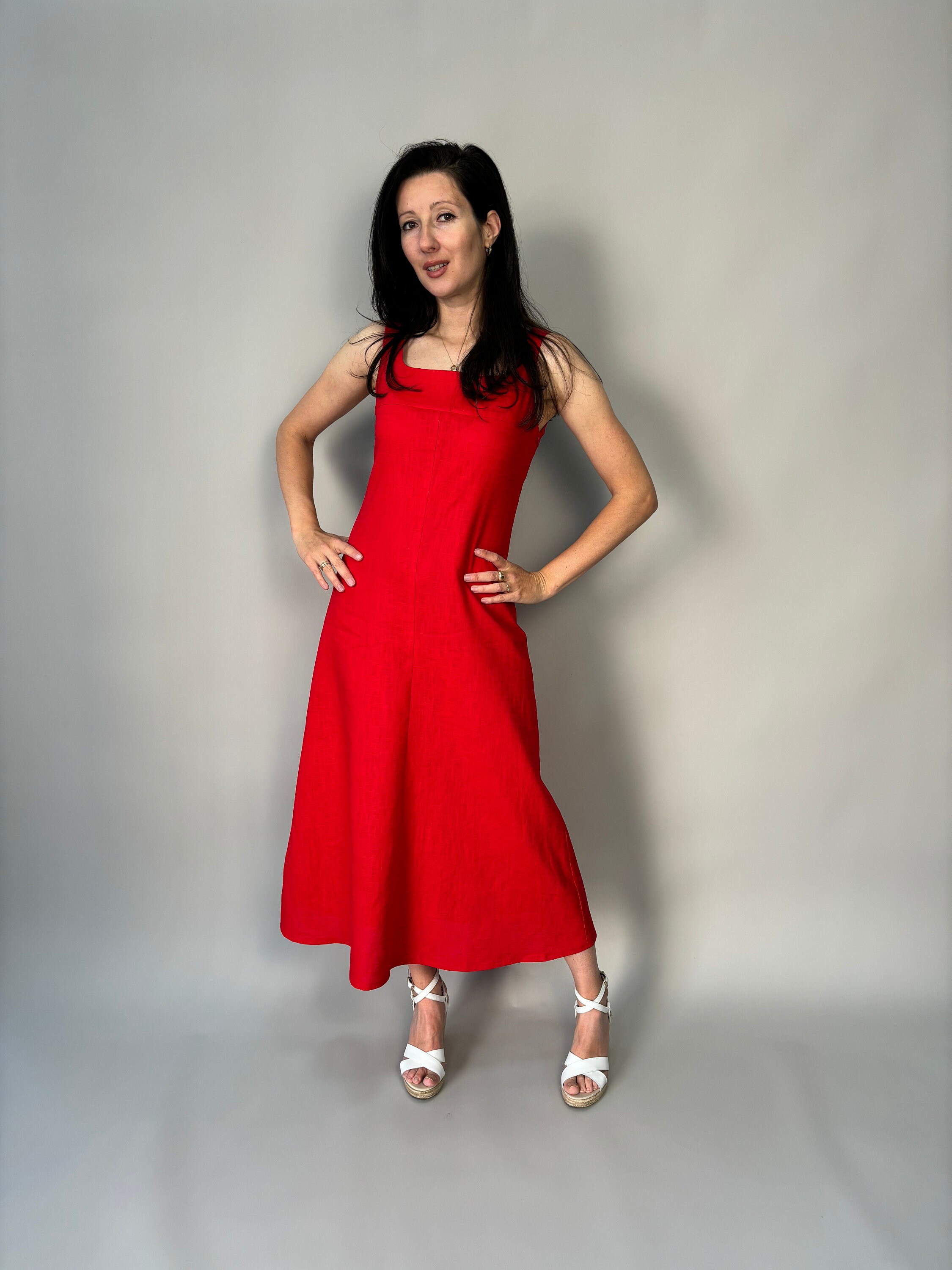 Red Dress, Deep Red Linen Dress, Summer Red Dress, Sleeveless Linen ...