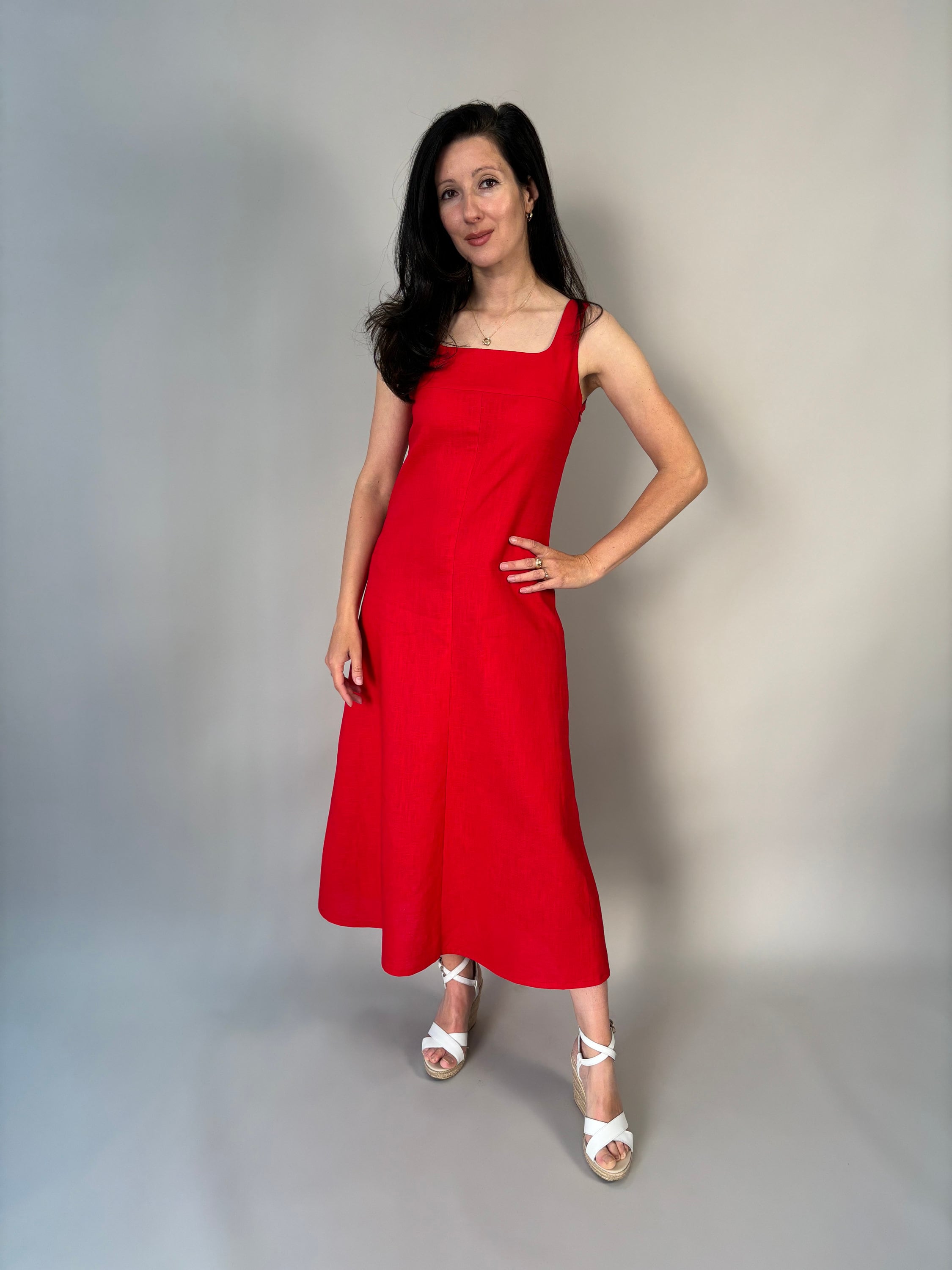 Red Dress, Deep Red Linen Dress, Summer Red Dress, Sleeveless Linen ...