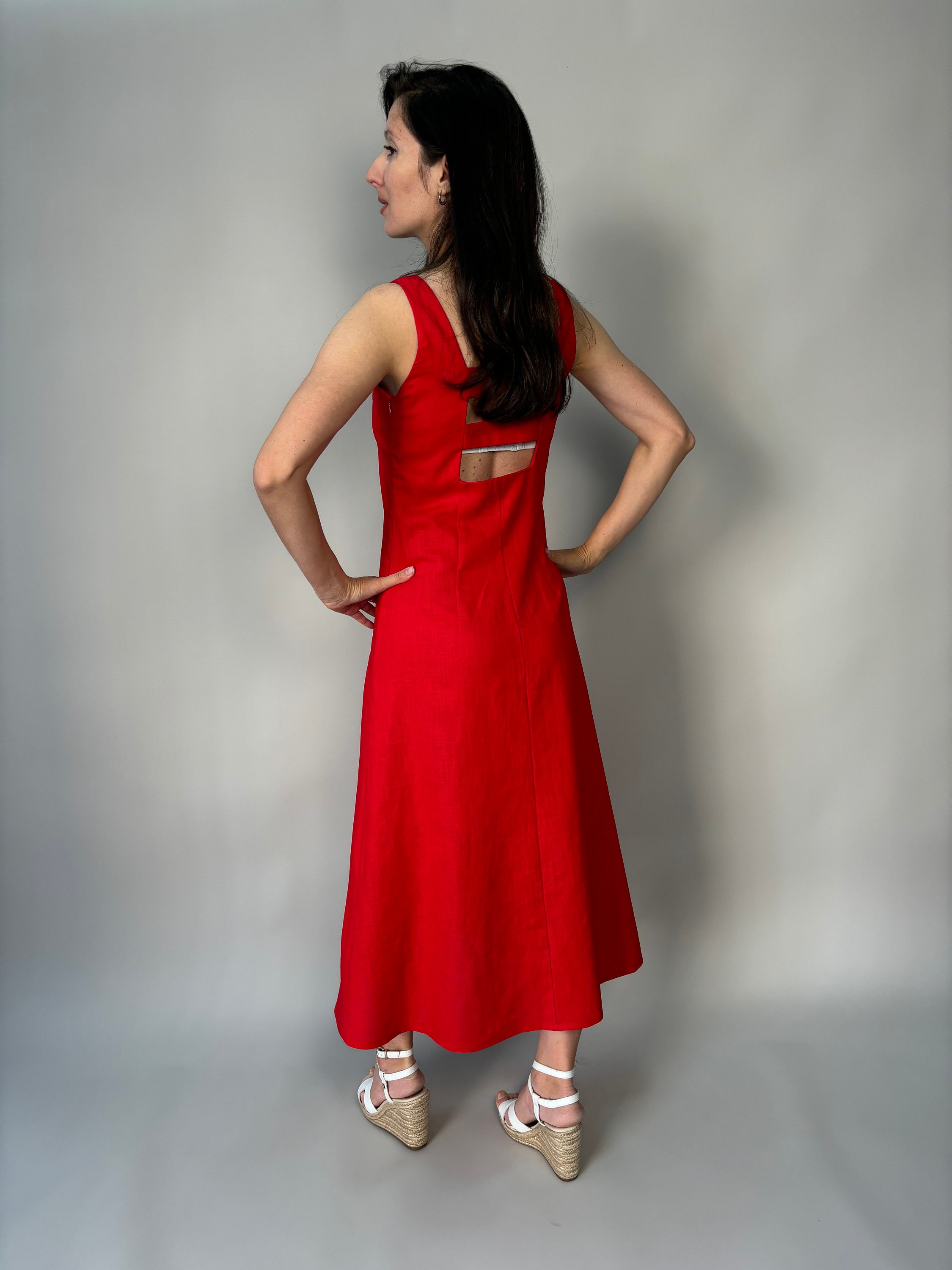 Red Dress, Deep Red Linen Dress, Summer Red Dress, Sleeveless Linen ...