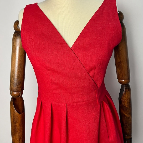 Red Linen Dress - Etsy