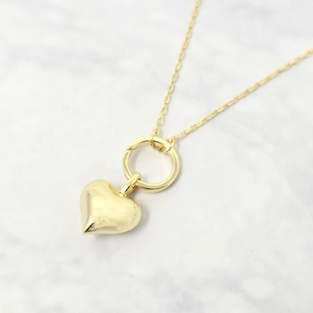 Gold Plated Puffed Heart Pendant Love Necklace – Romantic Charm ...