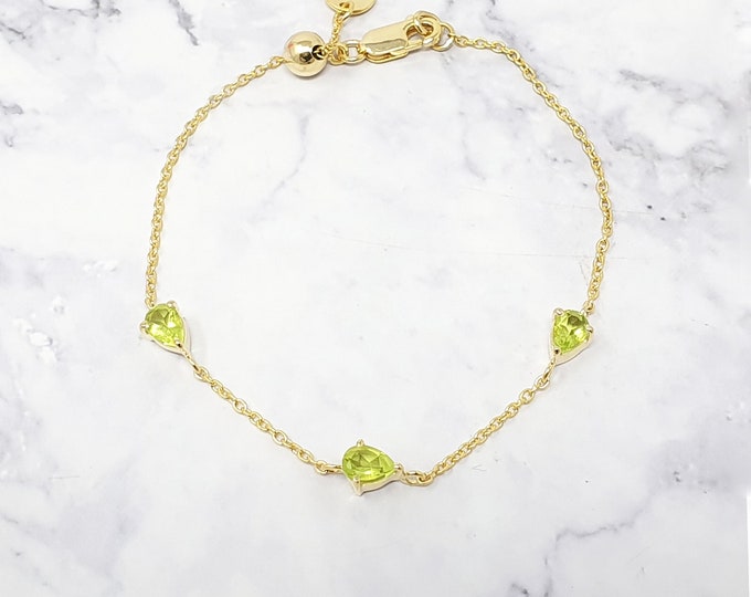August Birthstone Bracelet,peridot Bracelet,tiny Green Stone Bracelet ...