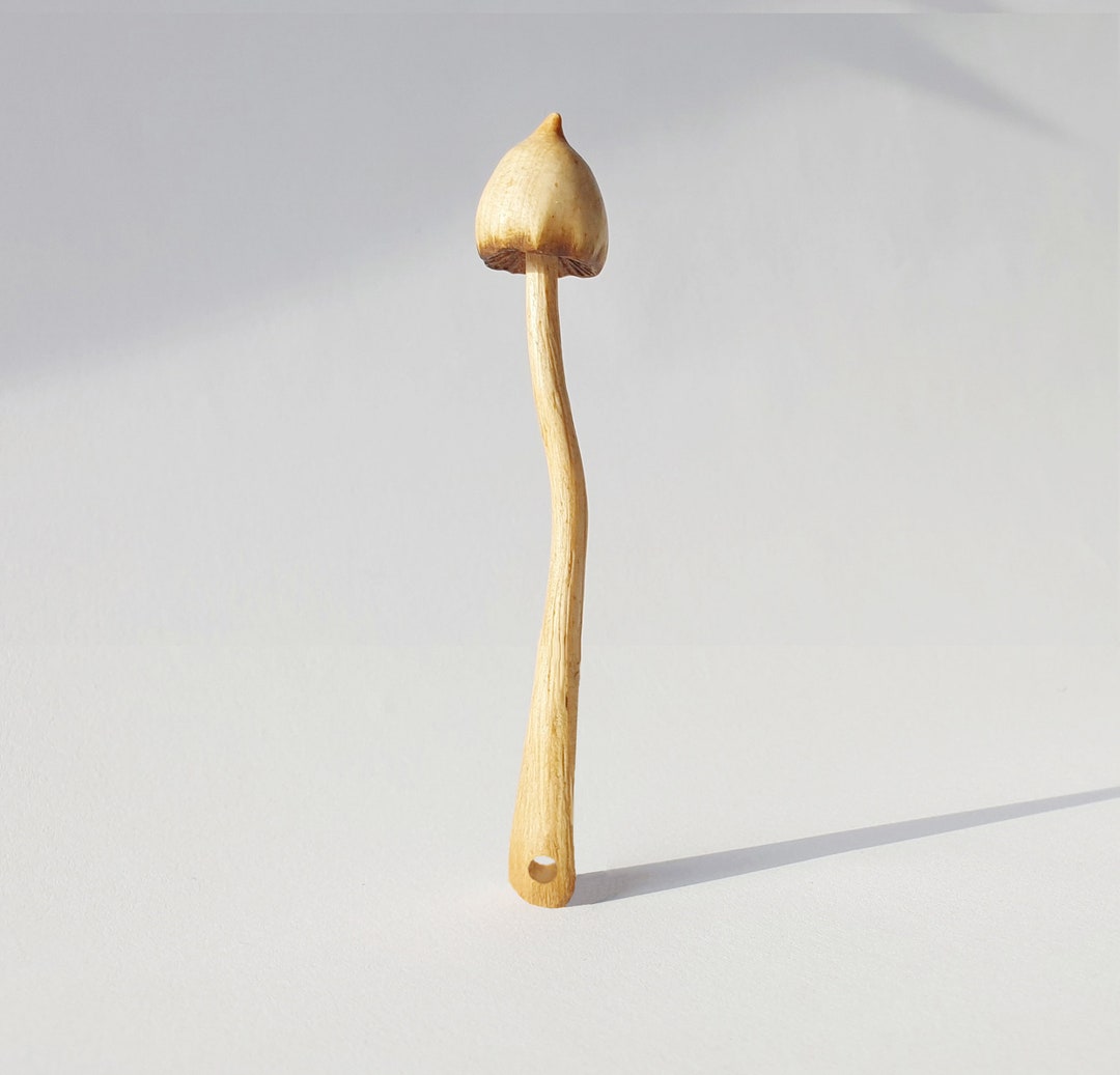 Magic Mushroom Liberty Cap Psilocybin Pendant Necklace in Yew Wood With ...