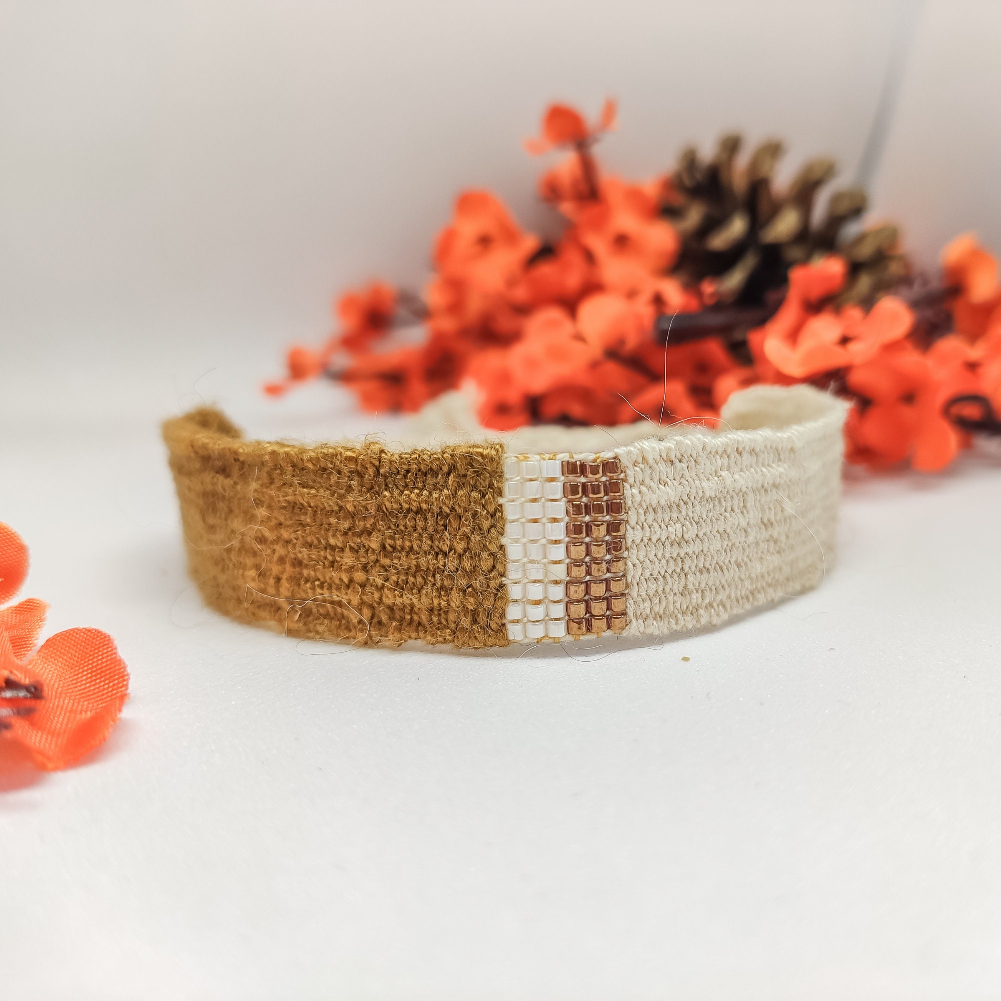 Woven Bracelet Cuff, Handwoven Bracelet, Woven Tapestry Bracelet ...