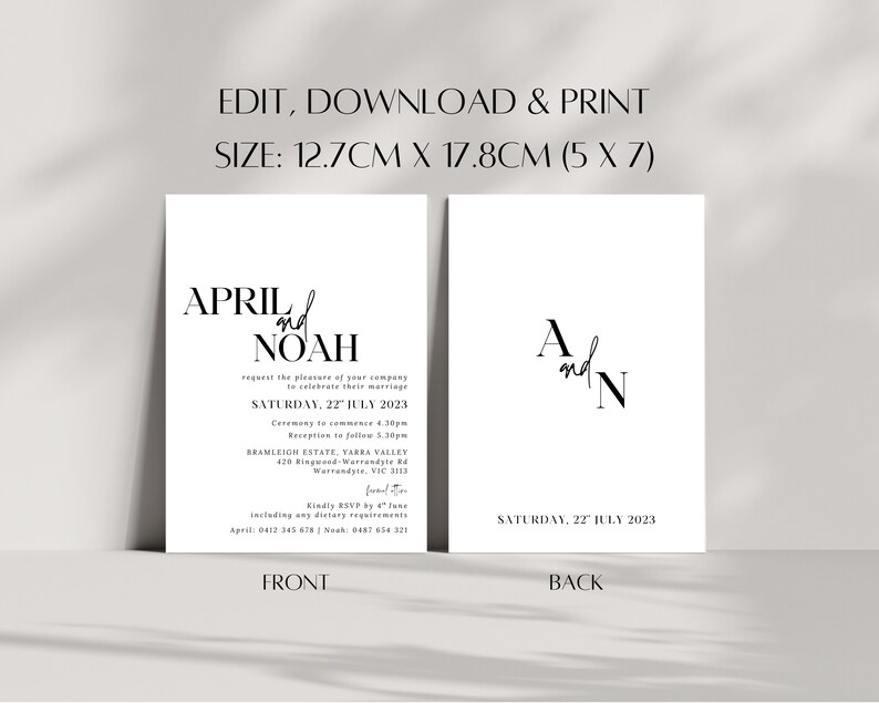 Minimalist Wedding Invitation Template Printable Wedding Invitation - Etsy