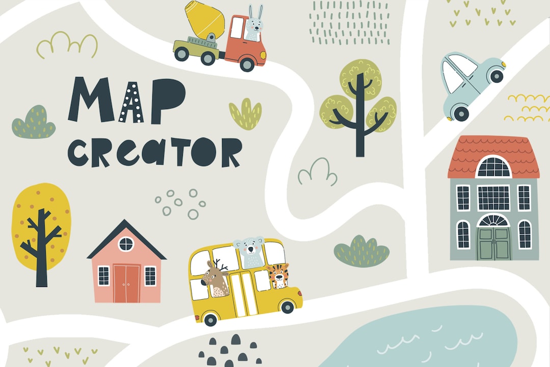 Map Creator - a Set of Hand Drawn Vector Clipart, Houses, Roads, Maps ...