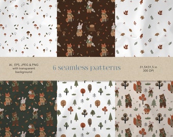 Fall Woodland Vector Clipart - Autumn Cards - Seasonal Clipart ...