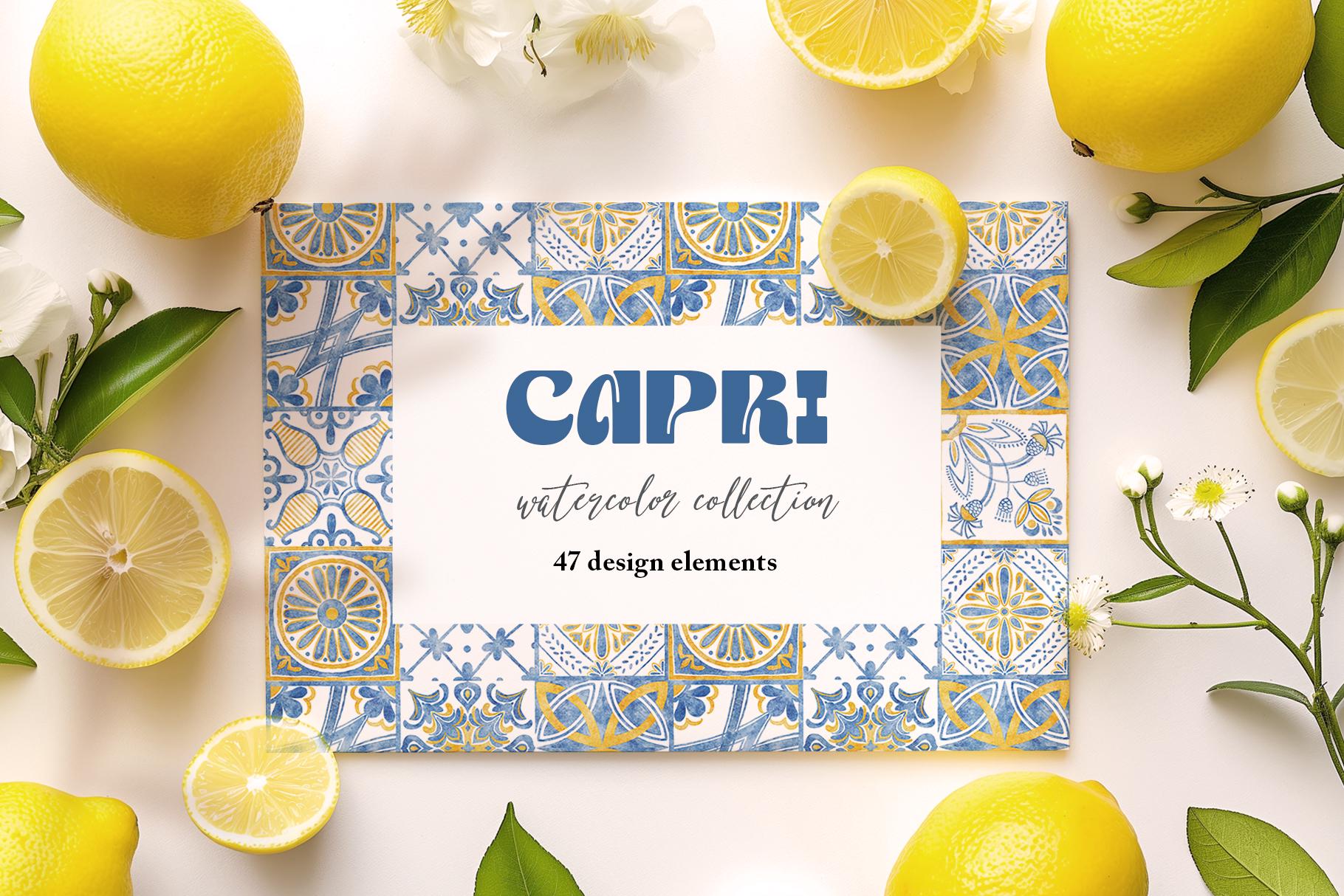Italian Watercolor Tile Patterns | Hand-painted Digital Papers ...