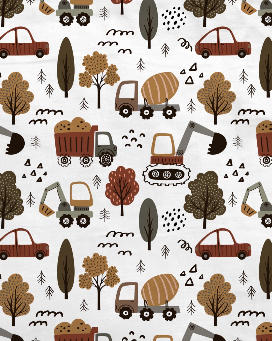 Neutral Cars Seamless Pattern – Whimsical Kids Vector Design (digital ...