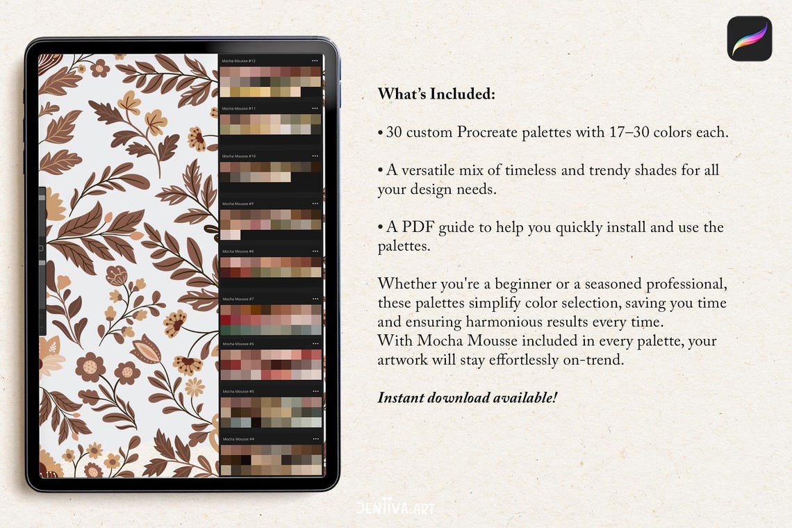Trending Color Palettes 2025 – Procreate Swatches With Mocha Mousse - Etsy
