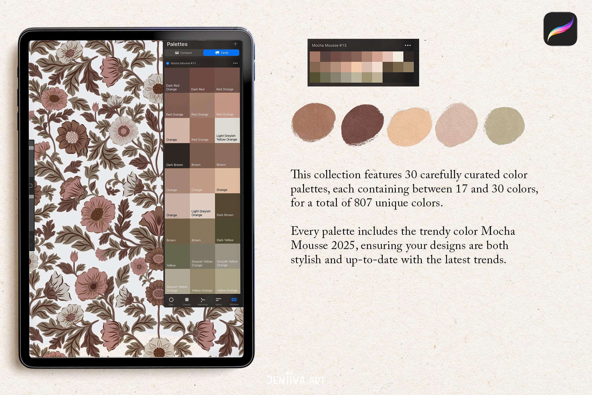 Trending Color Palettes 2025 – Procreate Swatches With Mocha Mousse - Etsy