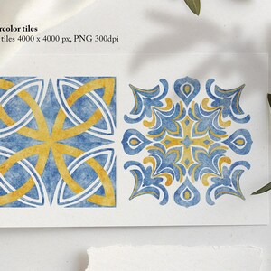 Italian Watercolor Tile Patterns | Hand-painted Digital Papers ...