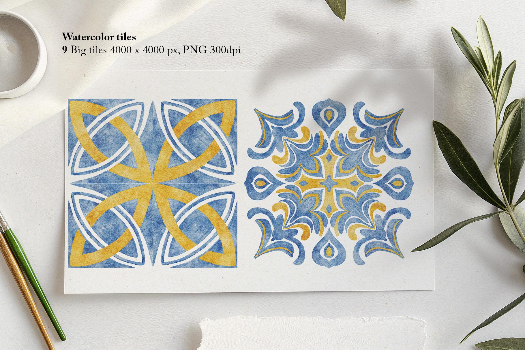 Italian Watercolor Tile Patterns | Hand-painted Digital Papers ...