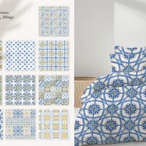 Italian Watercolor Tile Patterns | Hand-painted Digital Papers ...