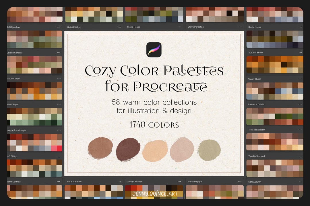 58 Procreate Color Palettes – Cozy Warm Neutral Palette Bundle for ...