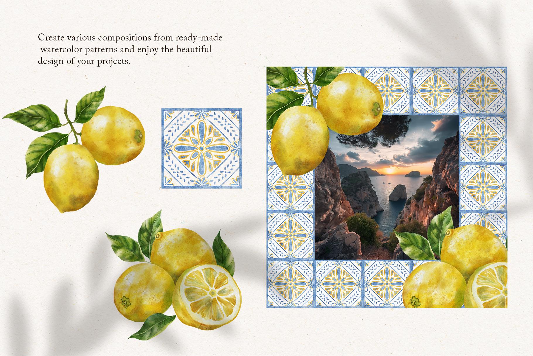 Italian Watercolor Tile Patterns | Hand-painted Digital Papers ...