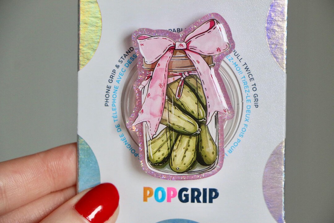 Pickles and Bow Pink Sparkly Acrylic Resin Kindle Grip | Pickle Kindle ...