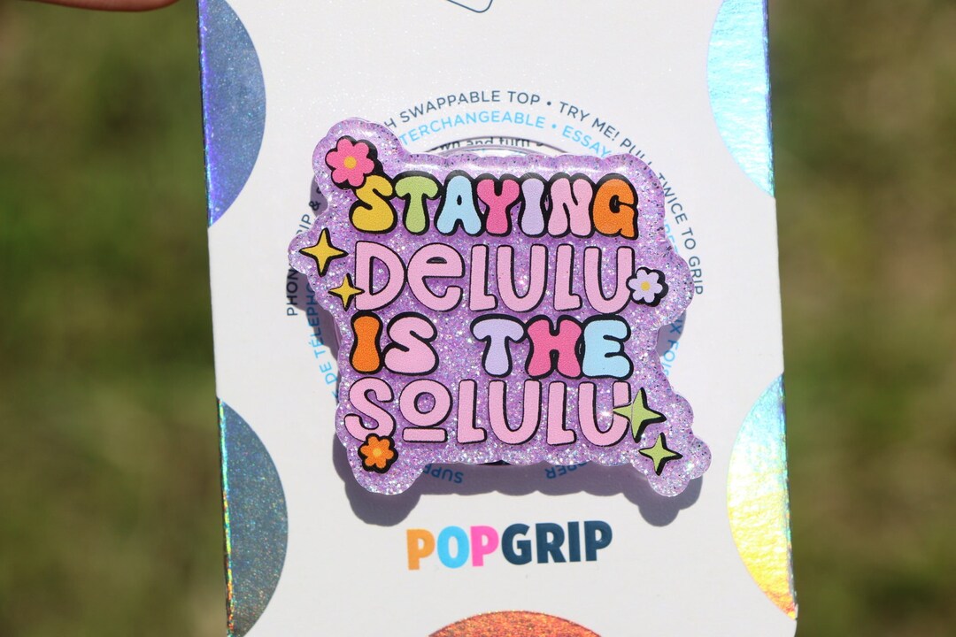 Delulu Purple Glitter Resin Acrylic Kindle Grip | Cute Kindle Grip ...