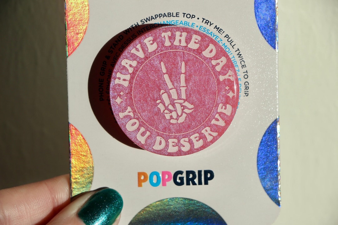 Have the Day You Deserve Resin Grip Pearlescent Pink | Cute Positive ...