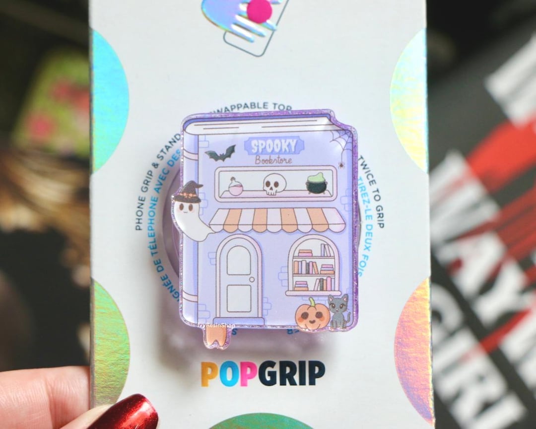 Spooky Purple Bookstore Acrylic Resin Grip: Bookish Halloween Phone ...
