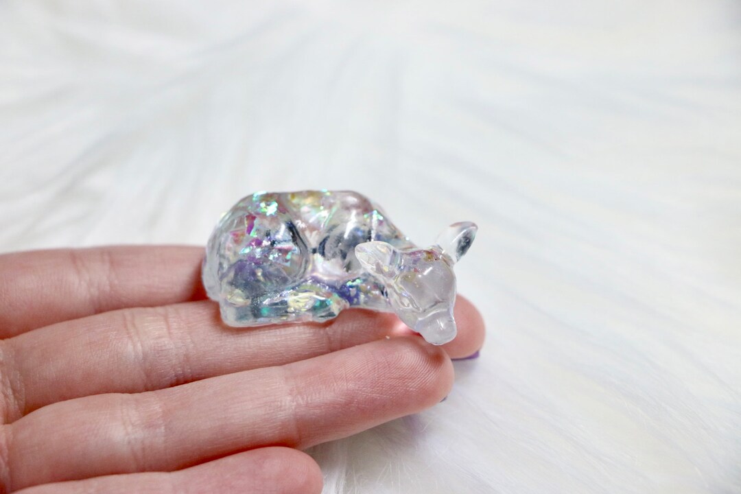 Tiny Iridescent Rainbow Clear Deer Figurine, Iridescent Wildlife ...