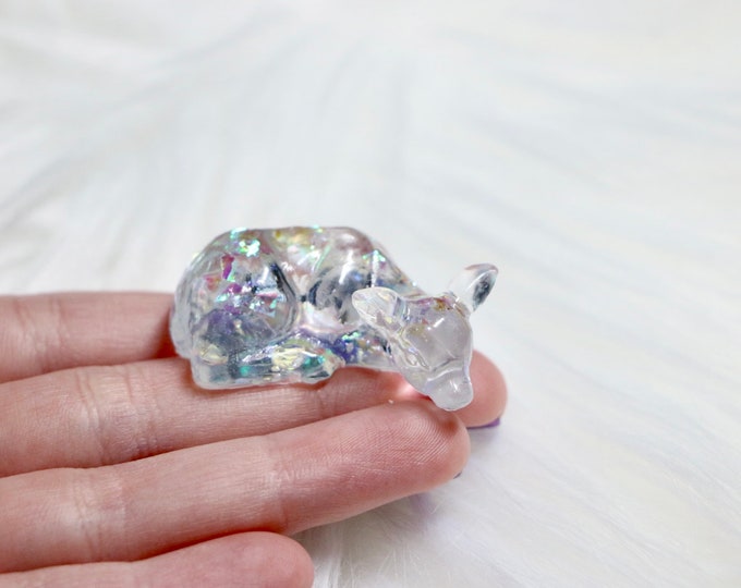 Tiny Iridescent Rainbow Clear Deer Figurine, Iridescent Wildlife ...
