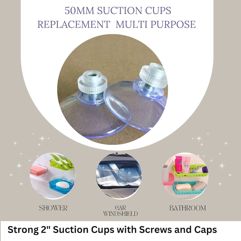 4 Suction Cups 50 Mm PVC 2" Suction Pads Plastic Sucker Cups Clear ...